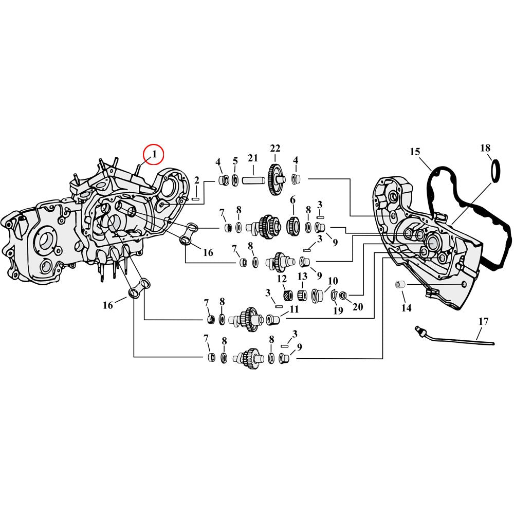 Cam Drive / Cover Parts Diagram Exploded View for 54-90 Harley Sportst