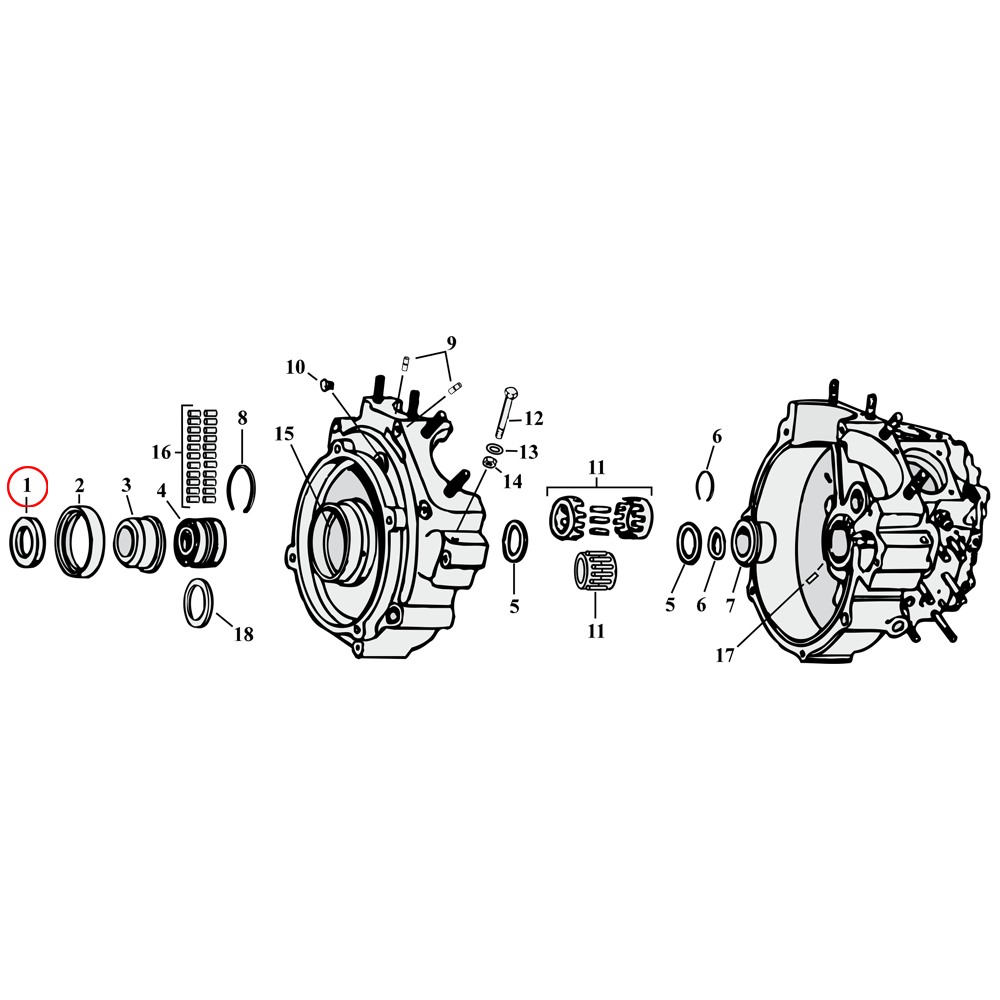 Crankcase Parts Diagram Exploded View for Harley Knuckle / Pan / Shove