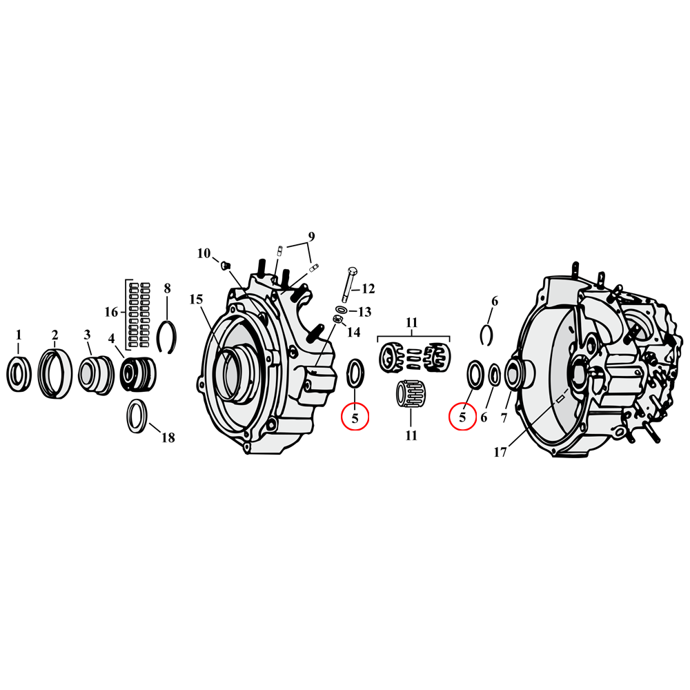 Crankcase Parts Diagram Exploded View for Harley Knuckle / Pan / Shove