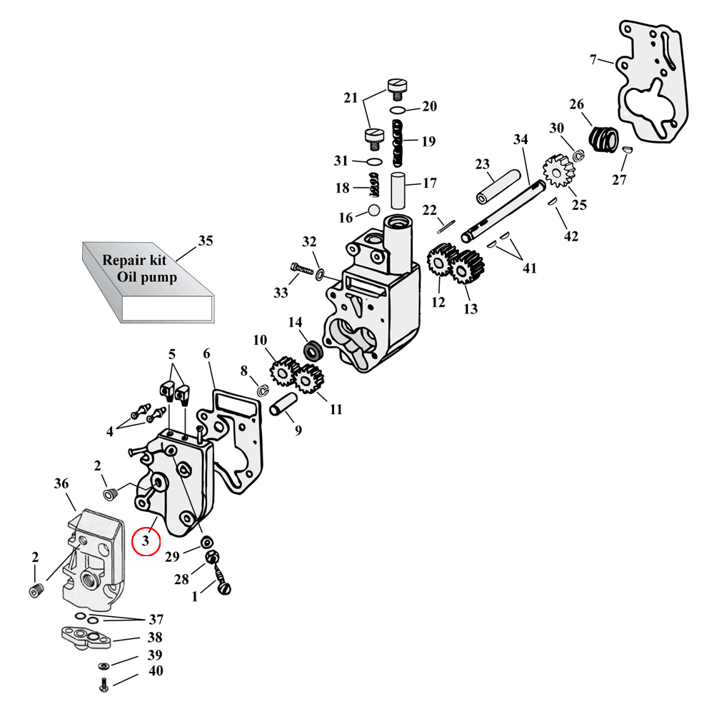 Oil Pump Parts Diagram Exploded View for Harley Shovelhead & Evolution