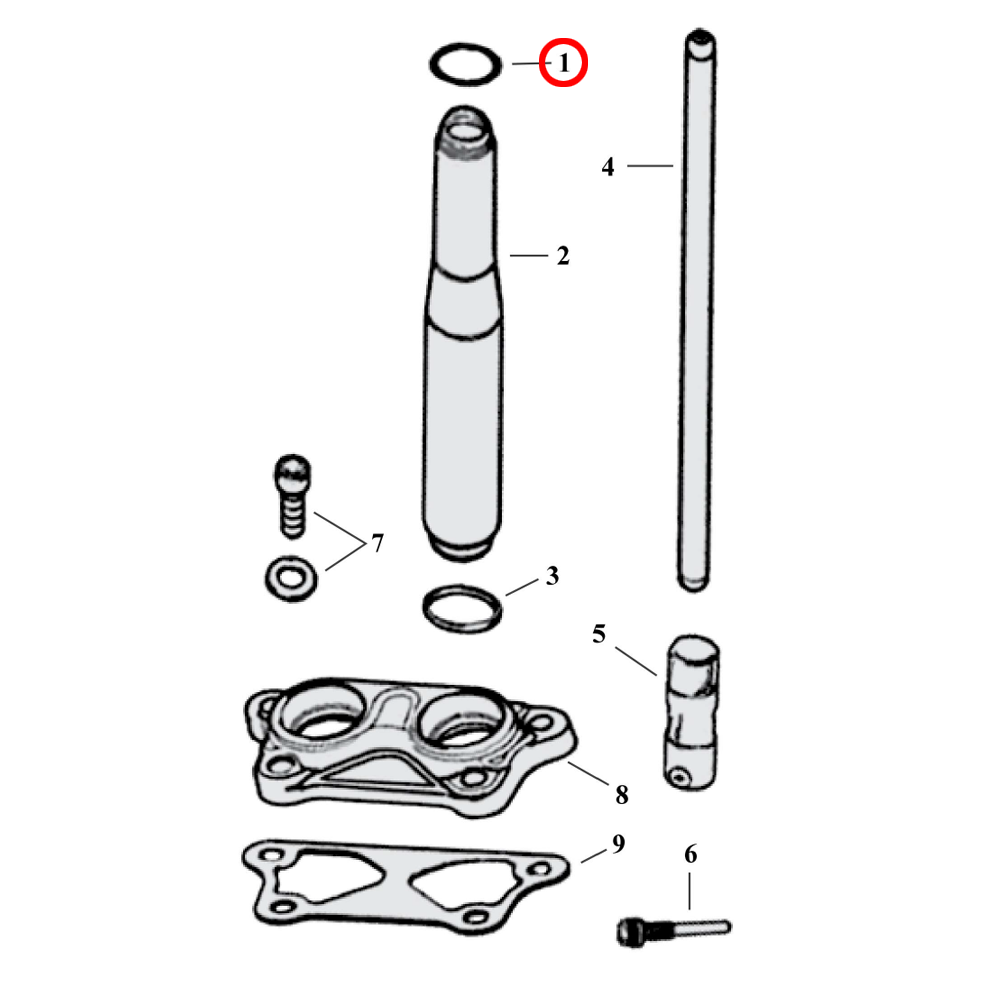 Pushrod Parts Diagram Exploded View for 04-22 Harley Sportster